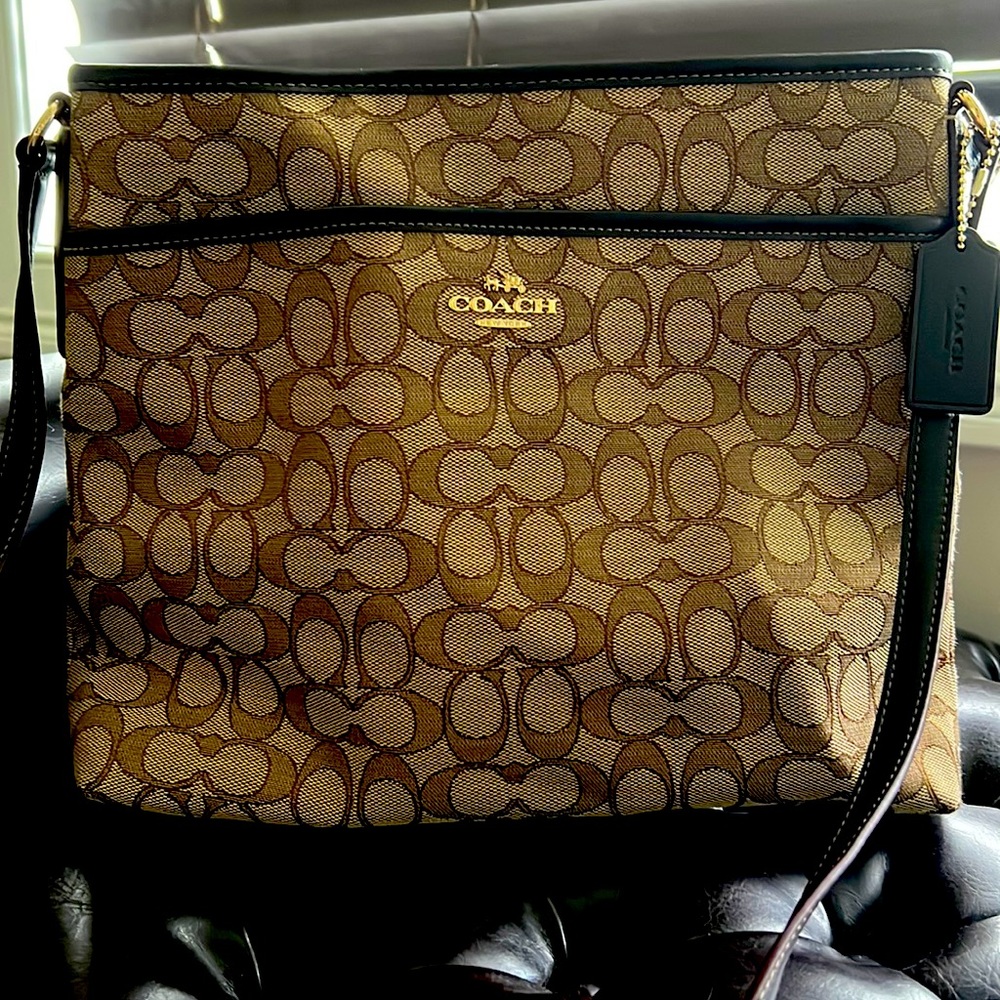 Coach Signature Jacquard Crossbody/Messenger Bag - Gem